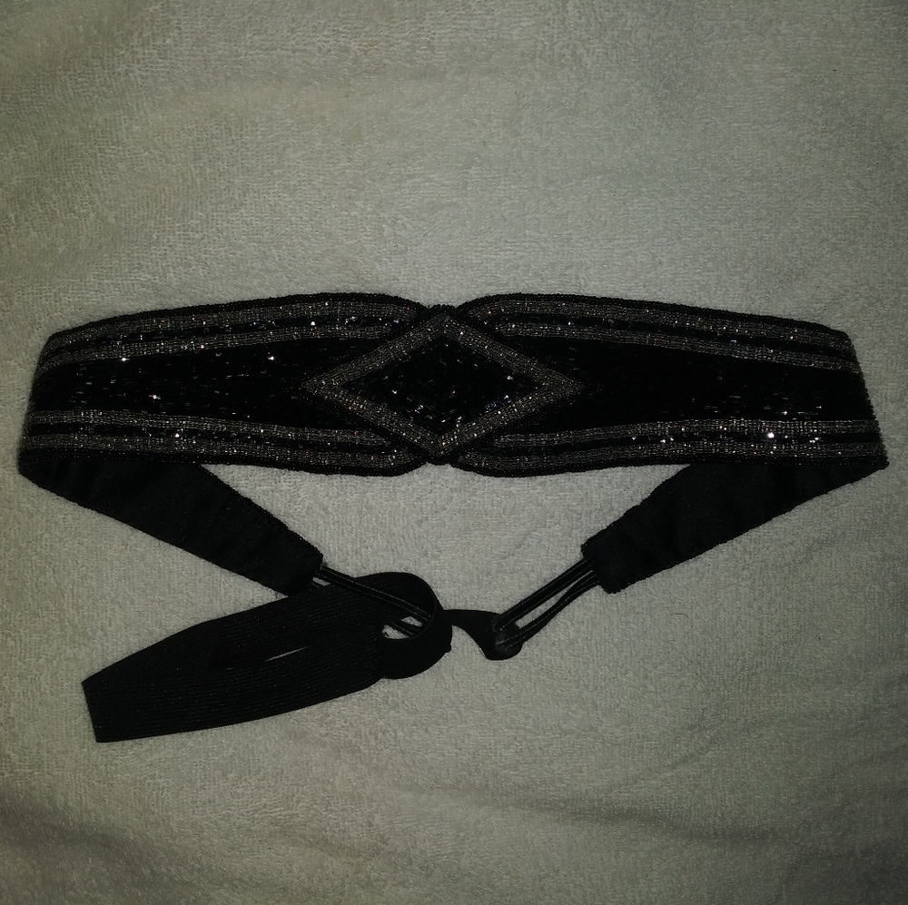 Vintage Carla Marchi | Hand Beaded Stretch Belt - Gem